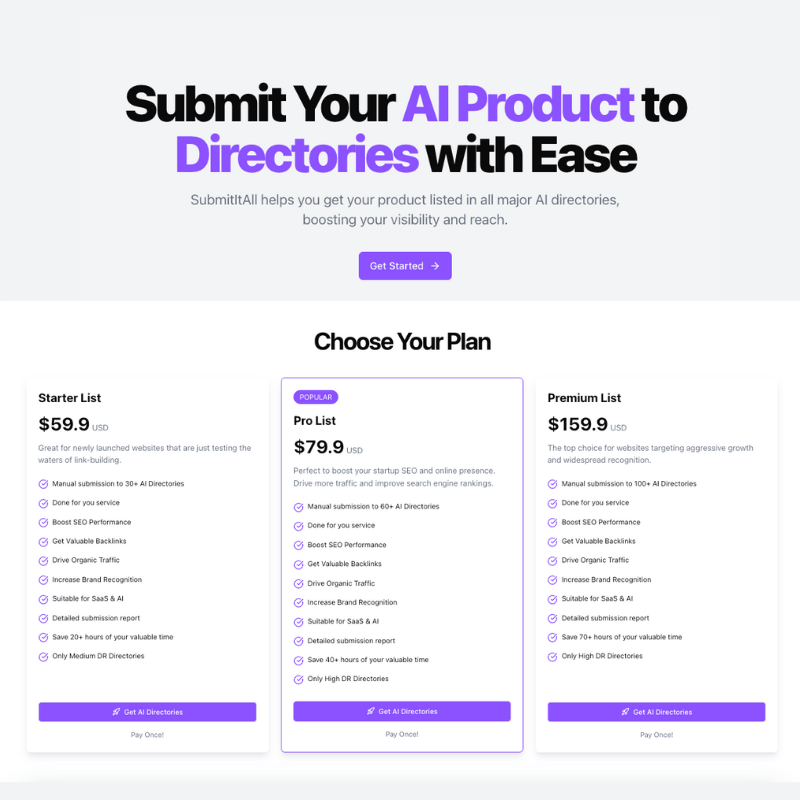 SubmitItAll - Submit Your AI Product to Directories with Ease